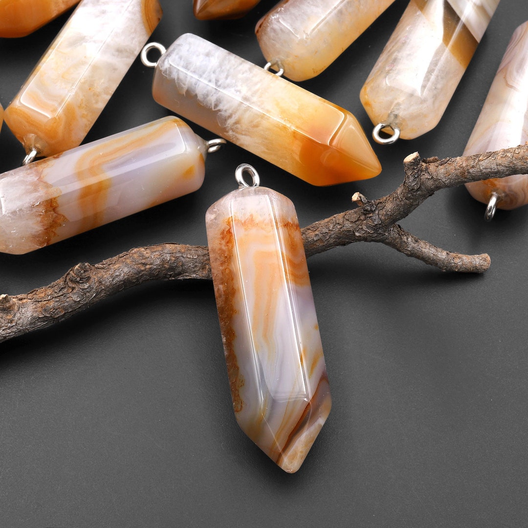 Natural Brazilian Phantom Quartz Point Pendant Natural Golden Brown ...