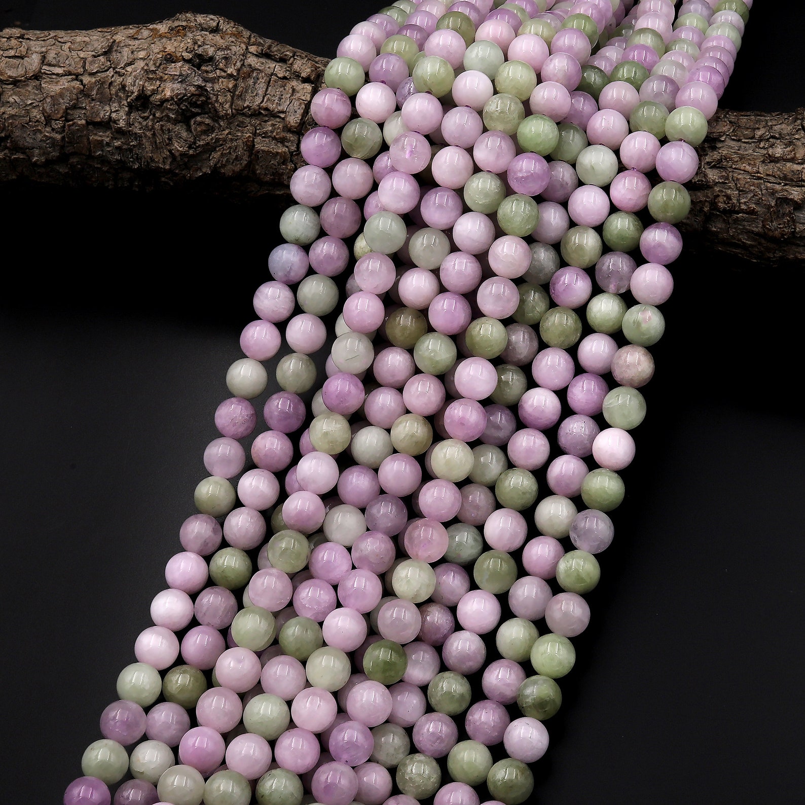Natural Violet Purple Pink Green Kunzite 6mm 8mm 10mm 12mm 14mm Round ...