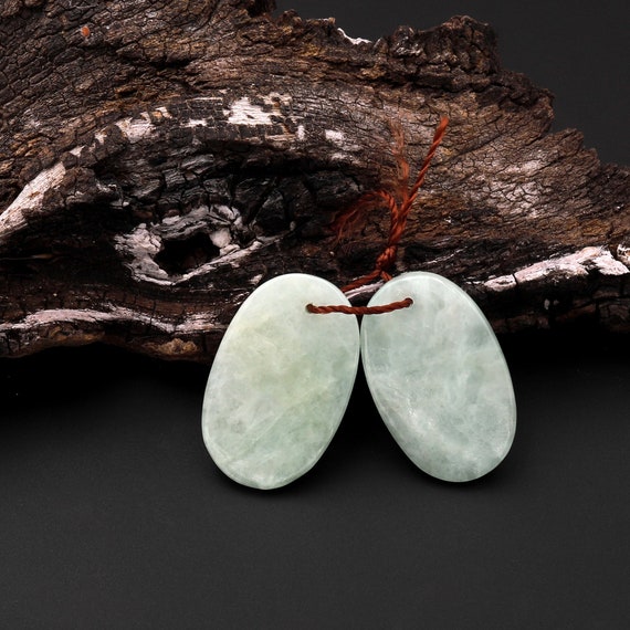 Natural Real Genuine Burma Jade Long Oval Earring Pair Drilled - Etsy