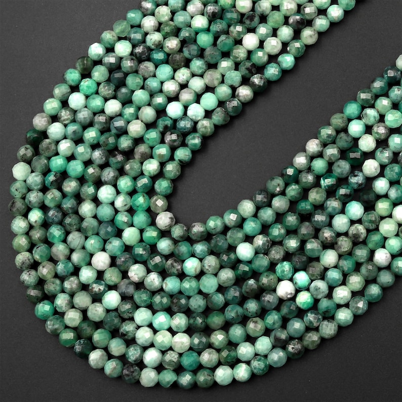 Real Genuine Natural Green Emerald Gemstone Faceted 2mm 3mm 4mm 6mm ...