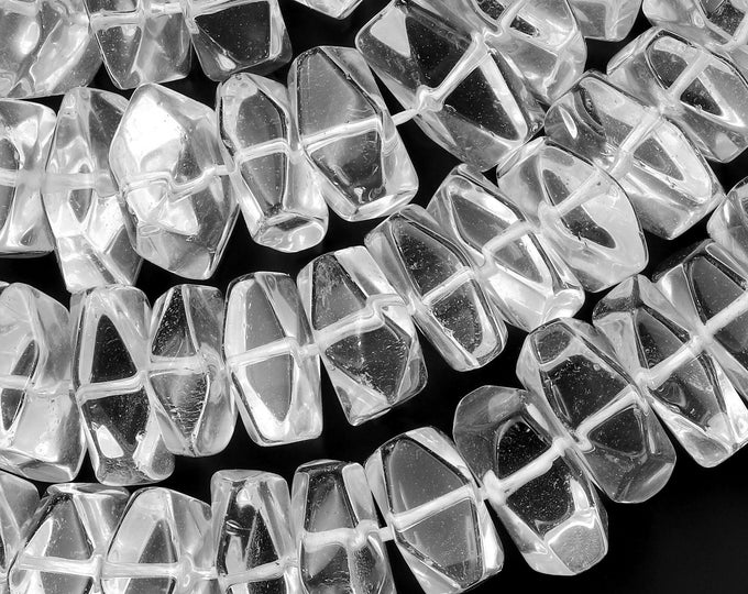 Chunky Faceted Real Natural Rock Crystal Quartz Rectangle Disc Beads ...