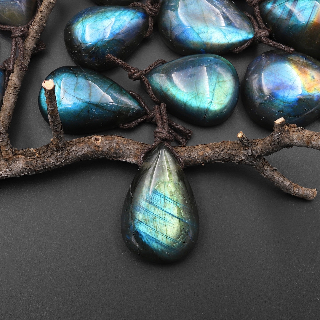 AAA Natural Rainbow Labradorite Teardrop Side Drilled Pendant - Etsy