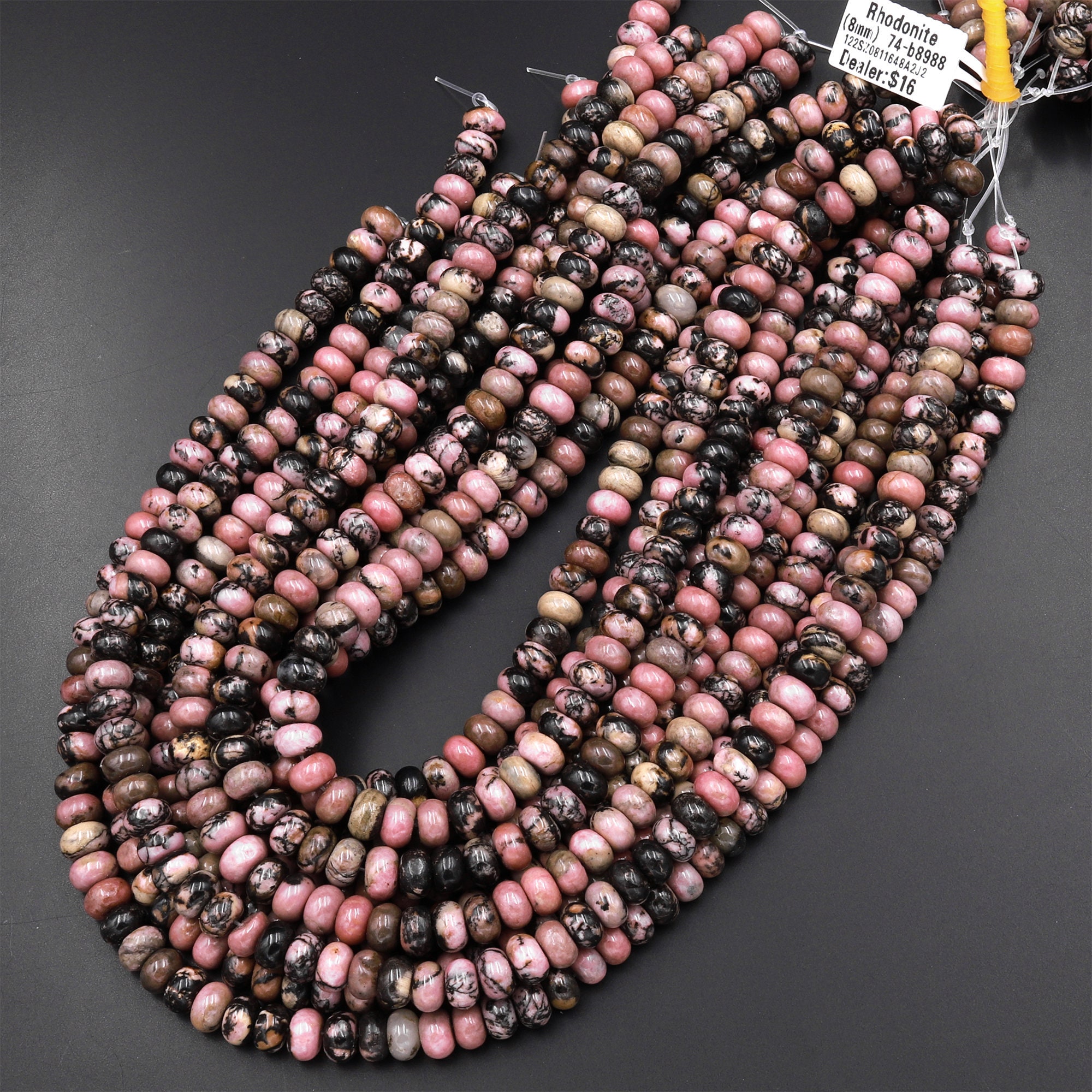 Natural Pink Rhodonite Beads 6mm 8mm Smooth Rondelle Earthy - Etsy