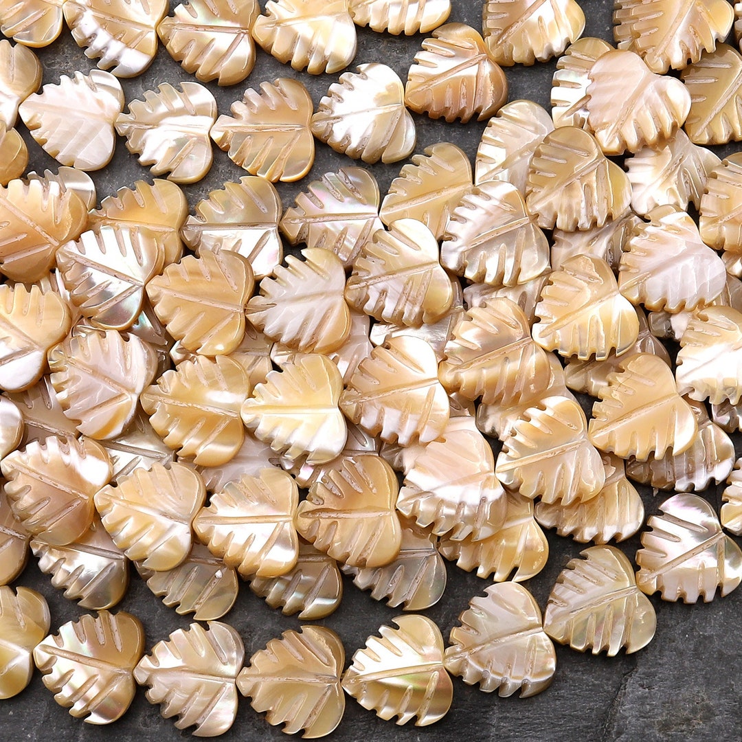AAA Iridescent Hand Carved Natural Brown Mother of Pearl Beads Heart ...