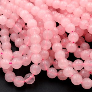 Natural Pink Rose Quartz 4mm 6mm 8mm 10mm 12mm Round Beads Smooth ...