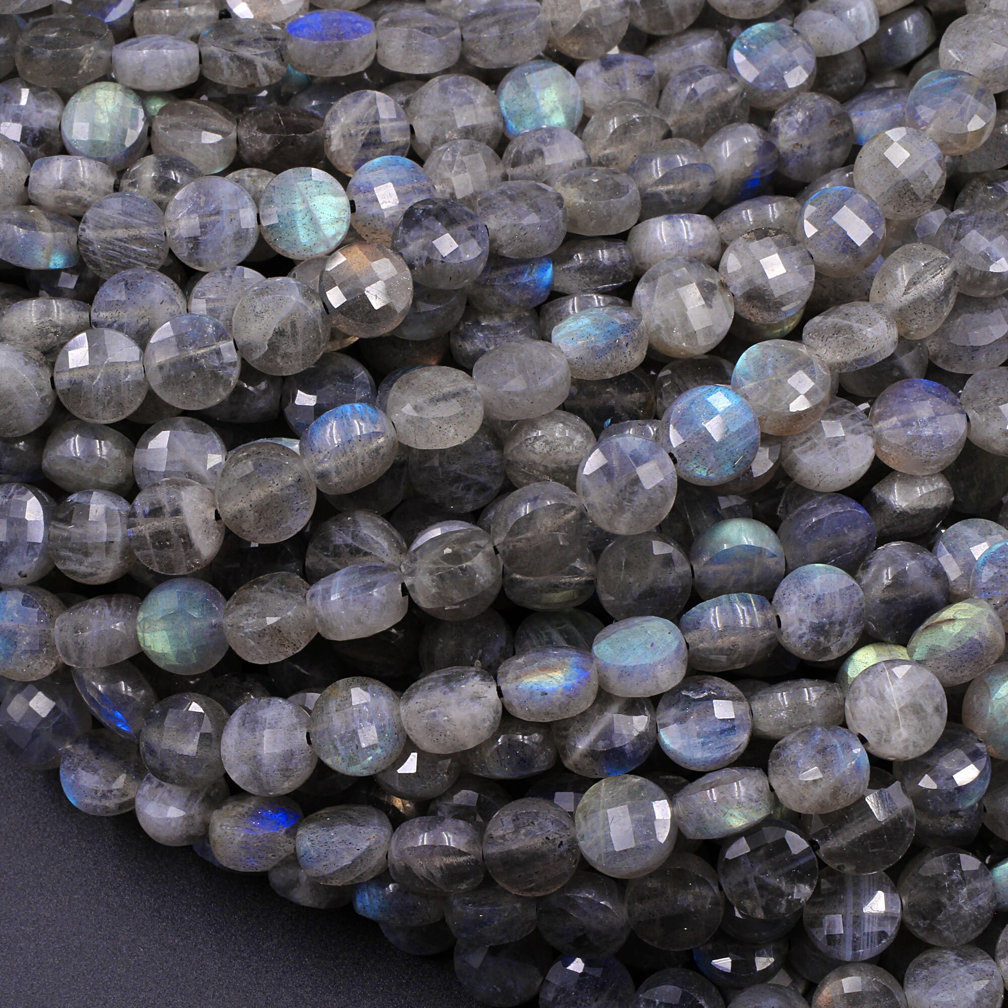 AAA Faceted 4mm 6mm 8mm Labradorite Coin Beads Flat Disc - Etsy