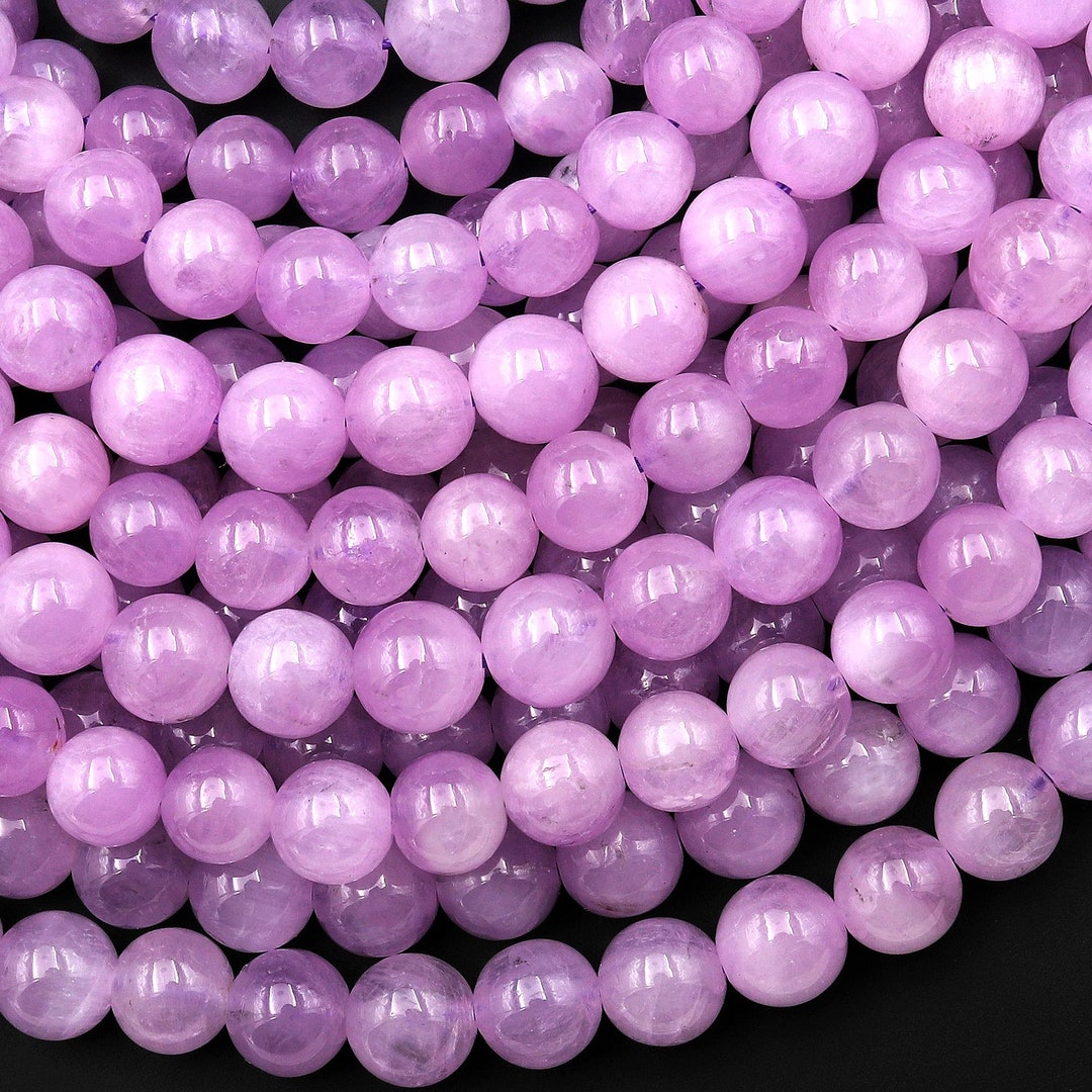 AAA Natural Kunzite 4mm 6mm 8mm 10mm Smooth Round Beads Violet Purple ...