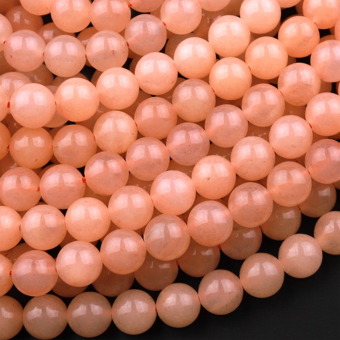 Natural Peach Chalcedony Smooth Round Beads 6mm 8mm 10mm 15.5" Strand ...