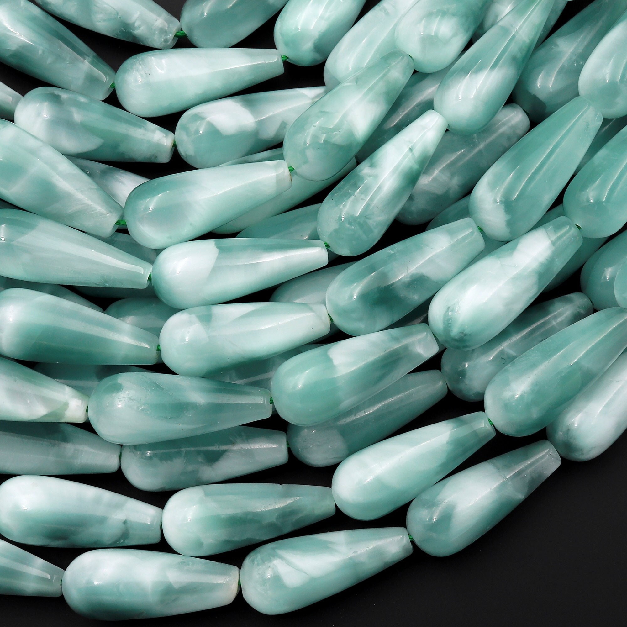 Chatoyant Green Moonstone Long Teardrop Beads Vertically - Etsy