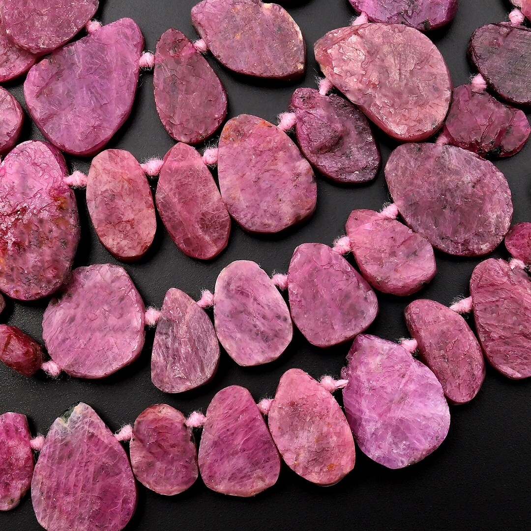 Real Genuine Natural Deep Red Pink Ruby Gemstone Large Flat Freeform ...