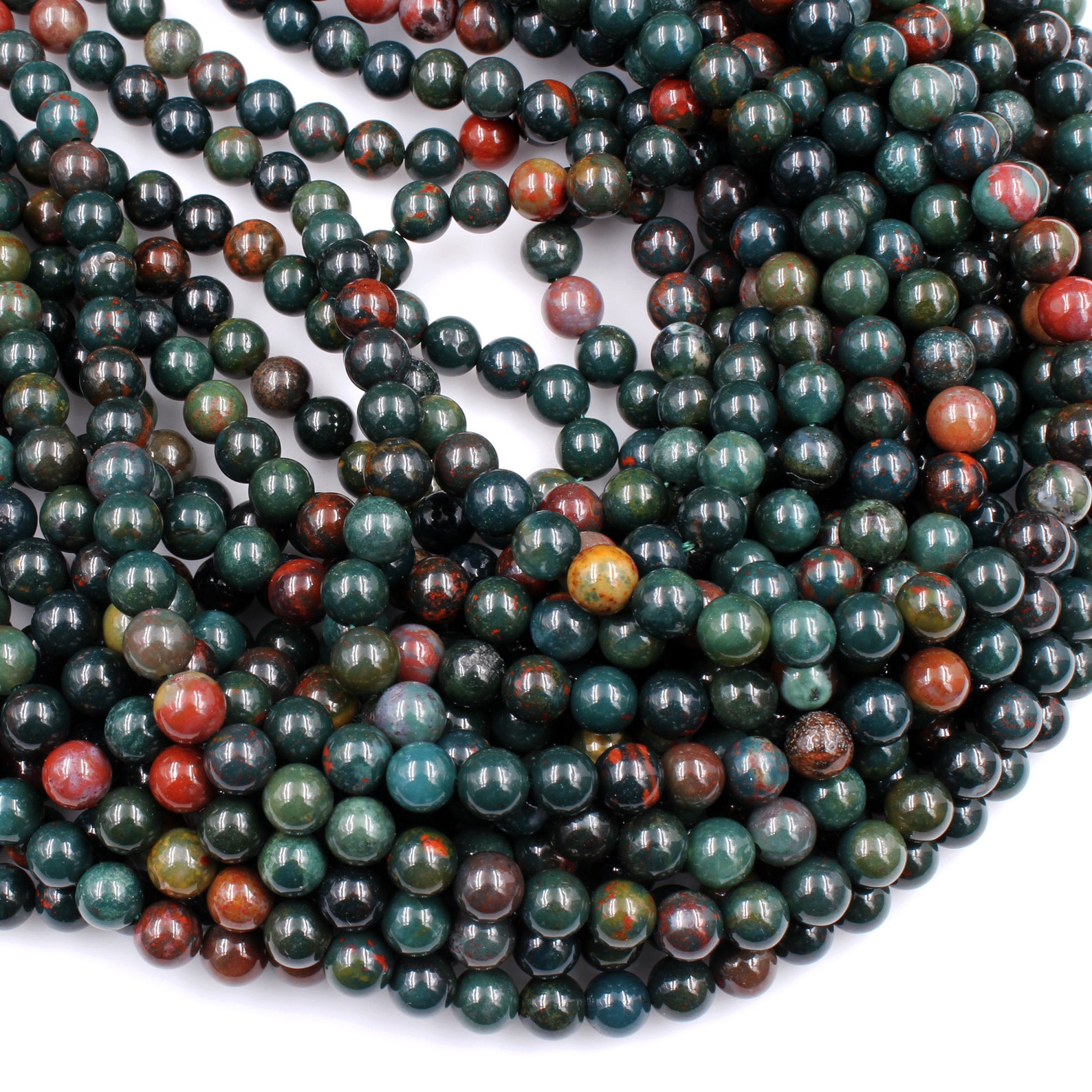 Real Genuine Bloodstone 4mm 6mm 8mm 10mm Round Beads 100% Natural ...