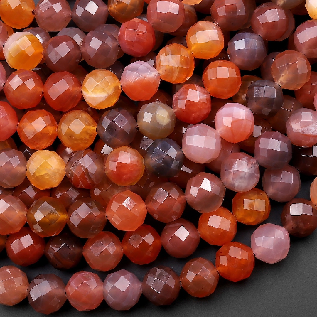 Faceted Rare Natural Swazi African Red Agate Round Beads 8mm 10mm From ...