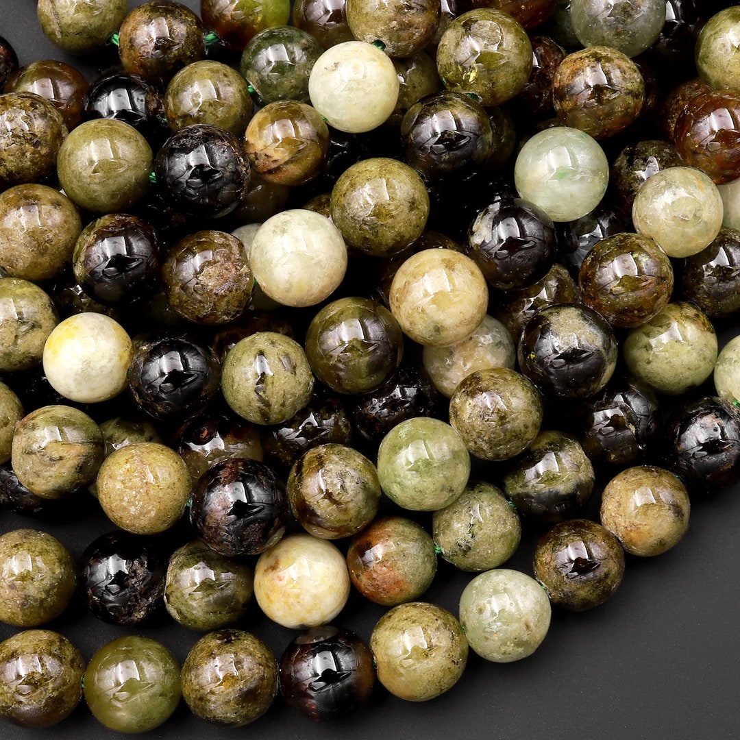 Granate verde natural, cuentas redondas de 6 mm y 8 mm, lisas y pulidas ...