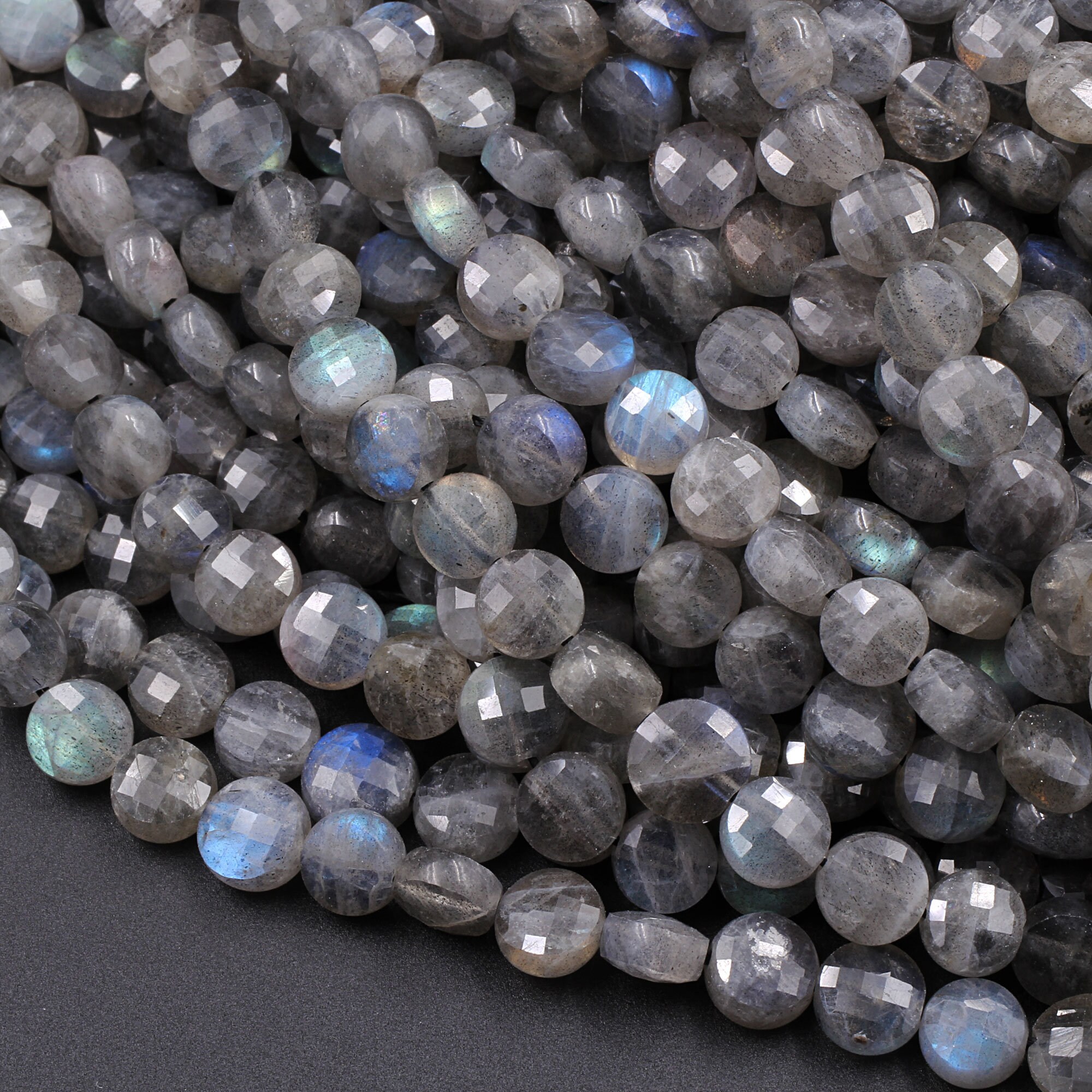 AAA Faceted 4mm 6mm 8mm Labradorite Coin Beads Flat Disc - Etsy