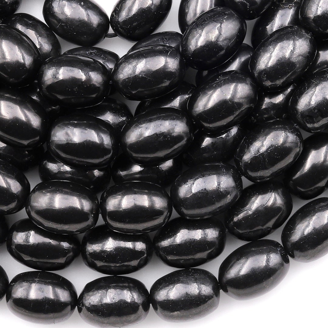 Genuine Natural Shungite Barrel Beads 10mm 12mm 14mm High Quality Black ...