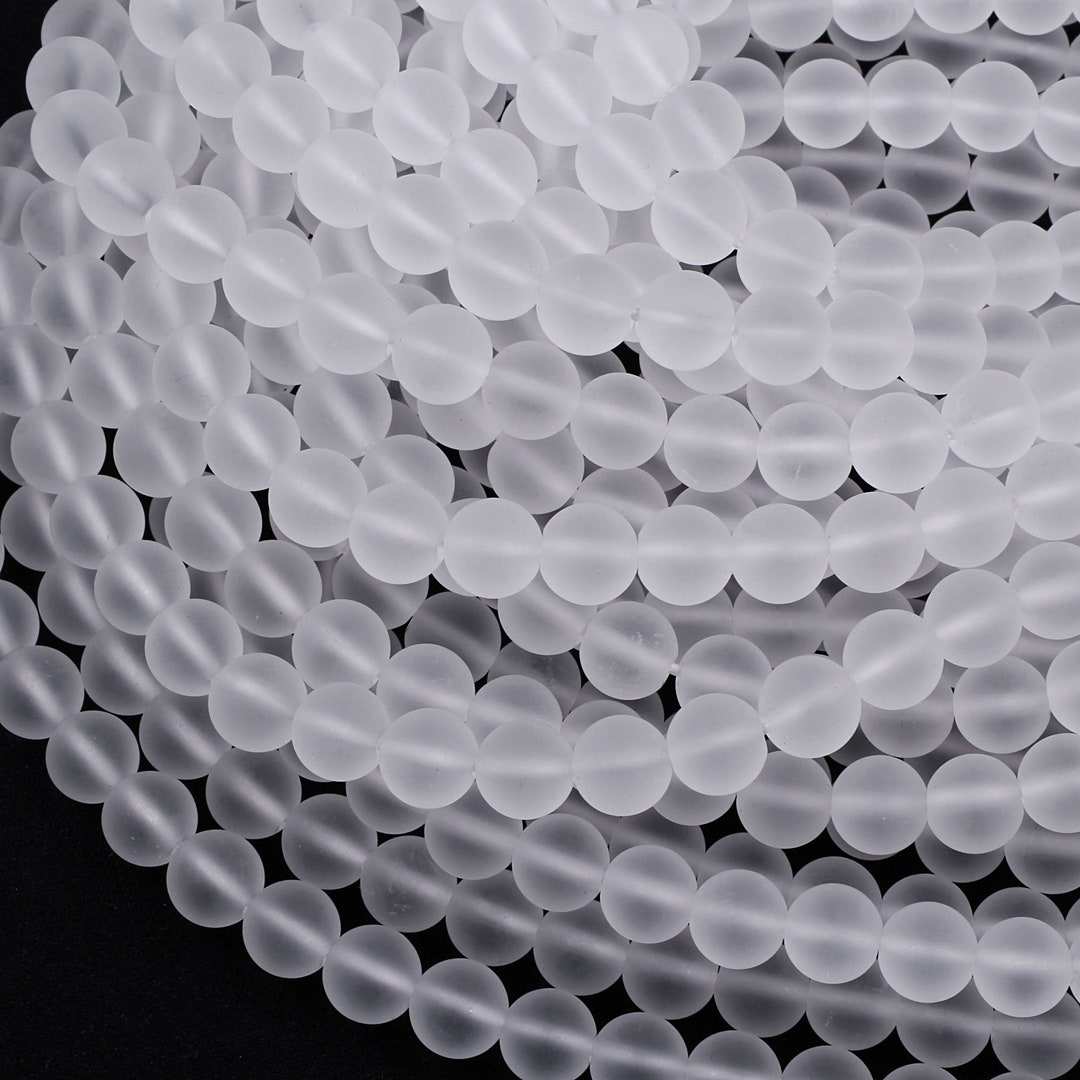 Matte Natural Rock Crystal Quartz Round Beads 4mm 6mm 8mm 10mm 15.5 ...