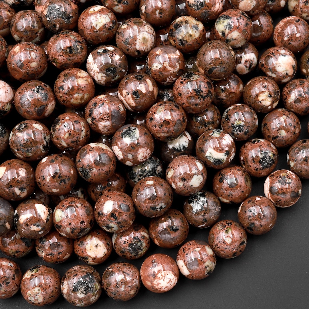 Natural Chocolate Brecciated Jasper 6mm 8mm 10mm Round Beads Earthy ...