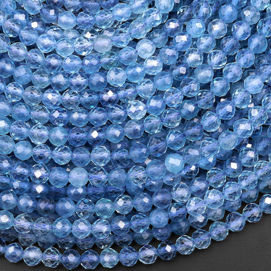 AAA+ Translucent Natural Blue Santa Maria Aquamarine Micro Faceted 2mm ...
