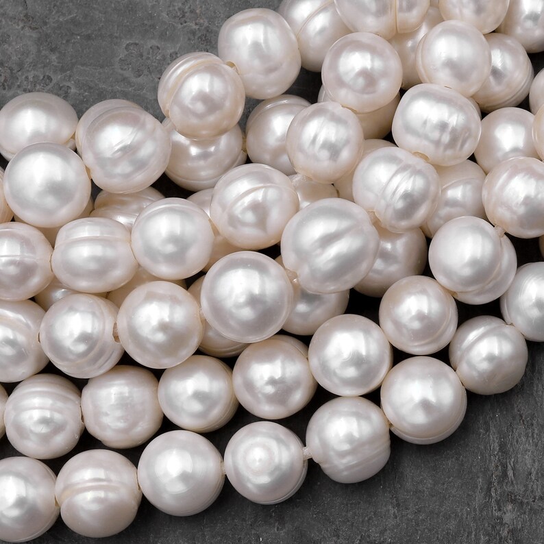 Large Hole Pearls Beads Genuine White Freshwater Pearl 12mm - Etsy