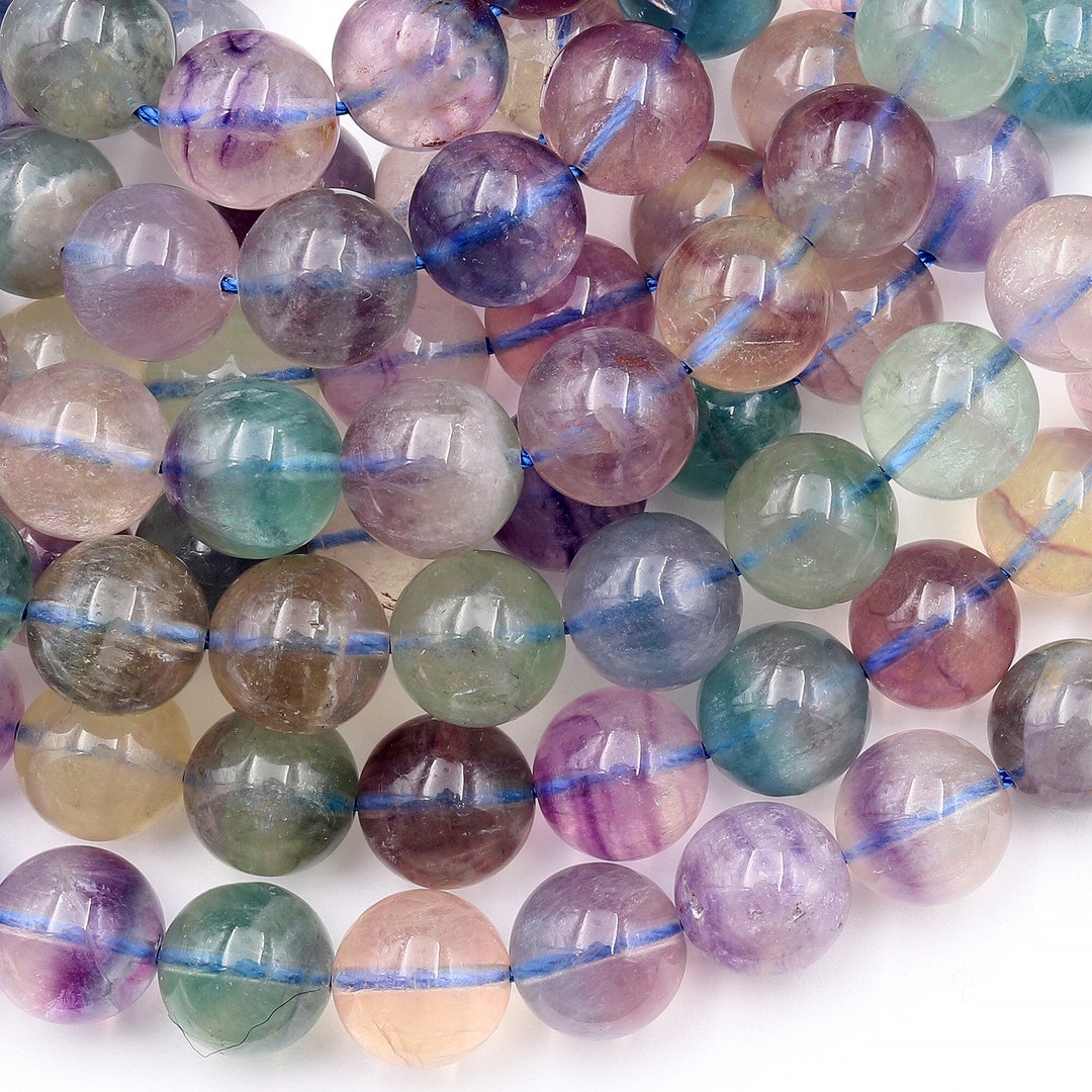 Natural Rainbow Fluorite Beads 6mm 8mm 10mm 12mm Round Soft Purple ...