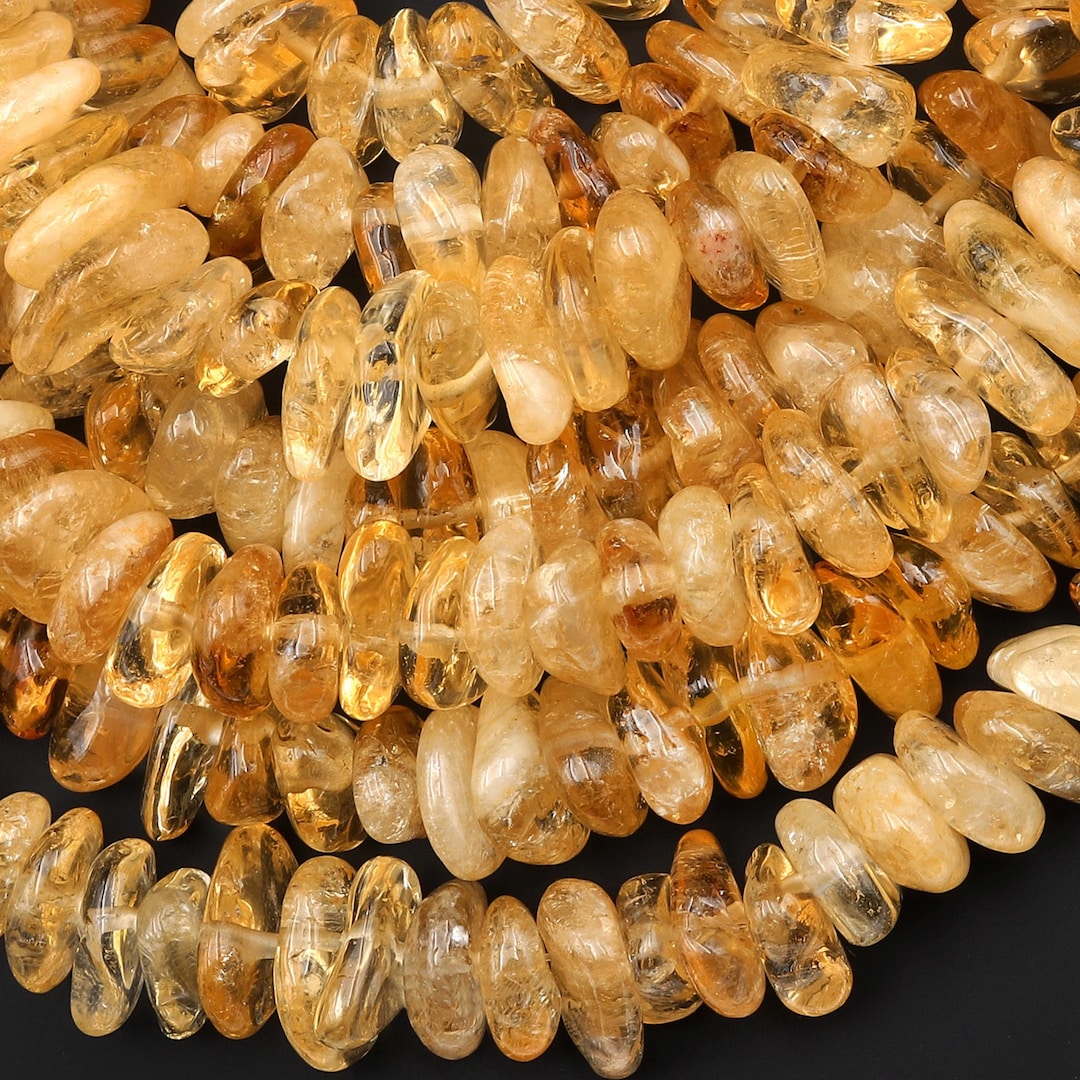 Large Thick Natural Golden Yellow Citrine Freeform Rondelle Center ...