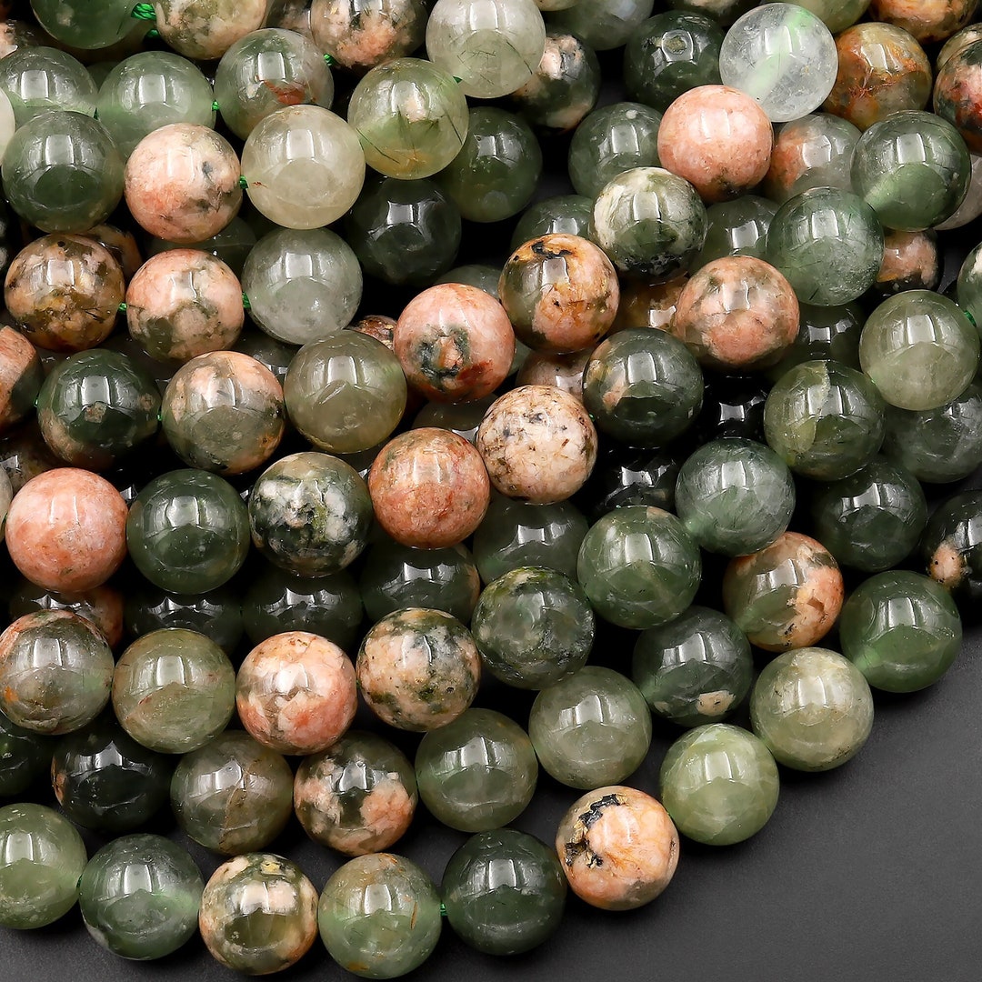 Natural Cherry Blossom Lodalite Quartz Beads 6mm 8mm 10mm Peach Pink ...