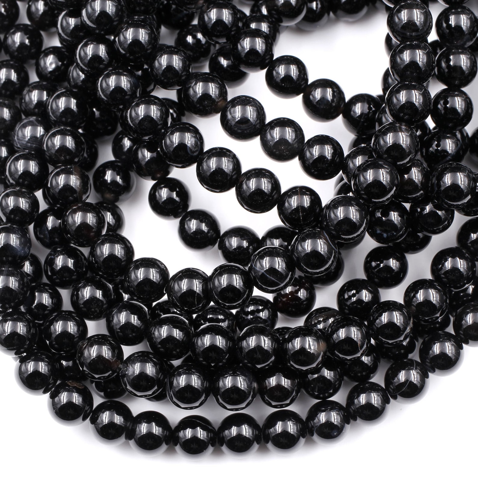 AAA Grade Natural Black Onyx Round Beads 2mm 3mm 4mm 6mm 8mm 10mm 12mm ...