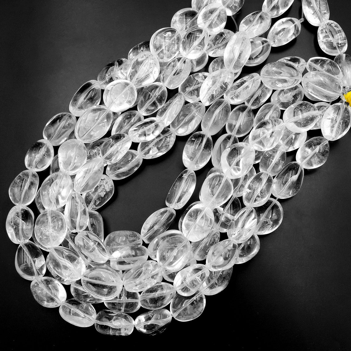 AAA Large Real Natural Rock Crystal Quartz Rounded Nugget Beads 15.5 ...
