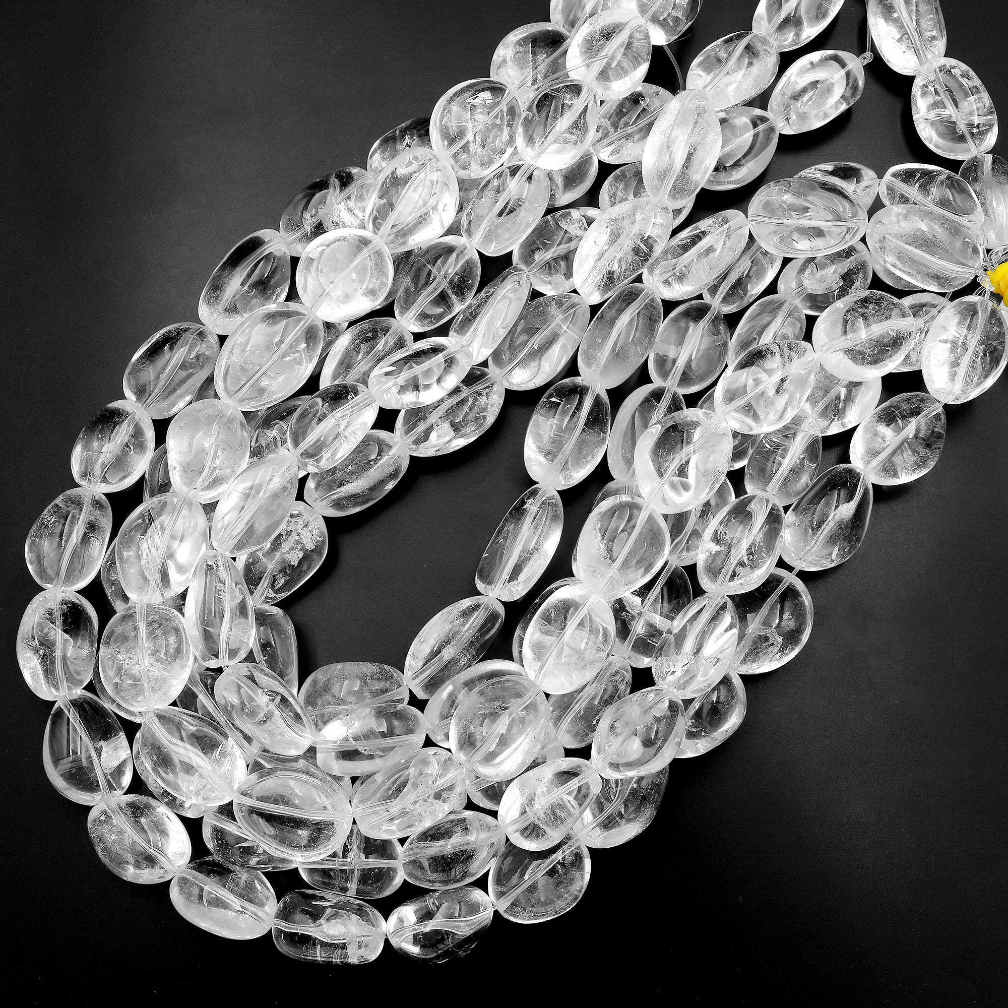 AAA Large Real Natural Rock Crystal Quartz Rounded Nugget Beads 15.5 ...
