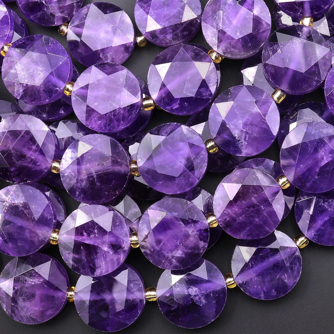 AAA Faceted Natural Purple Amethyst Coin Beads 15mm 15.5" Strand - Etsy