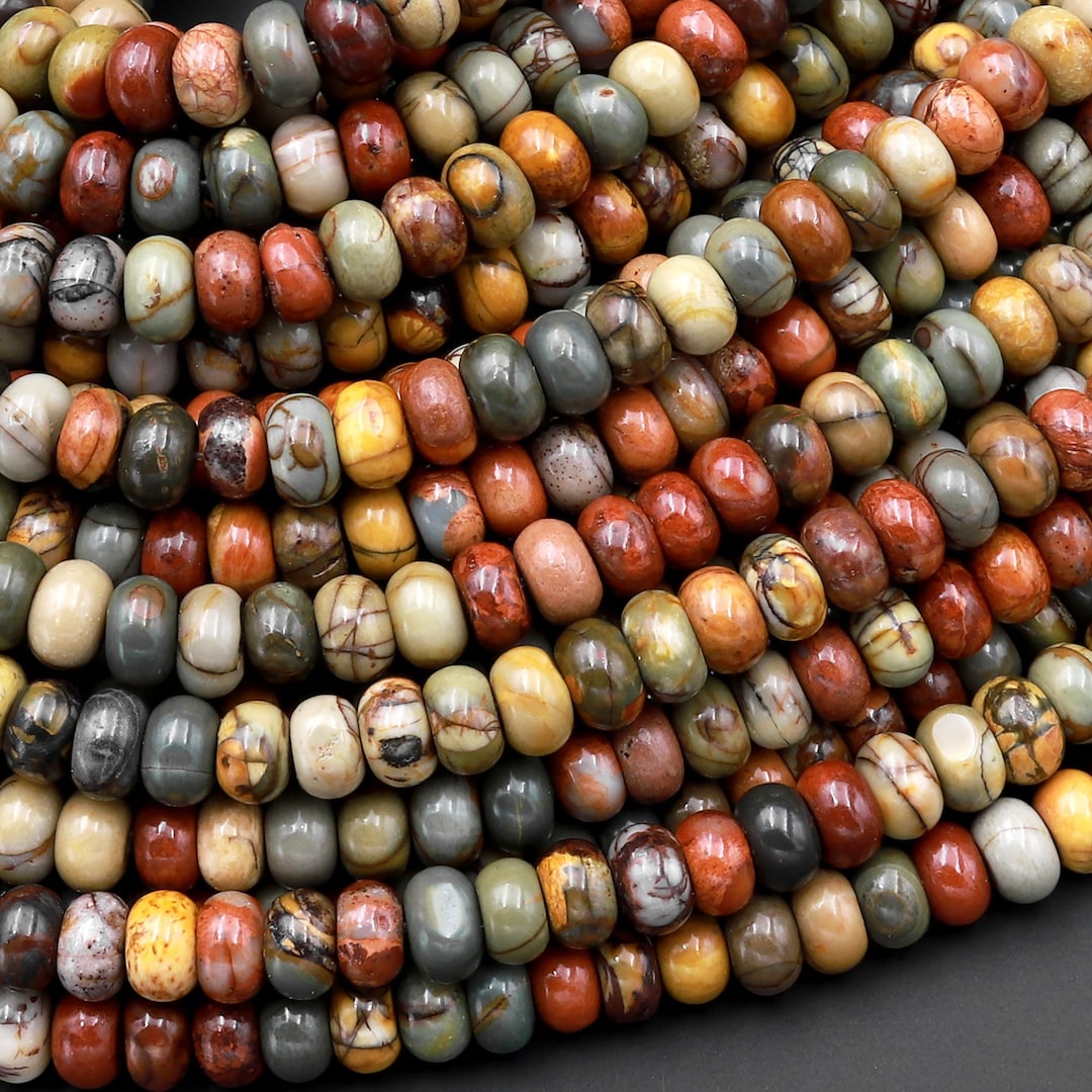AAA Natural Red Creek Jasper Smooth Rondelle Beads 4mm 6mm 8mm 10mm Aka ...
