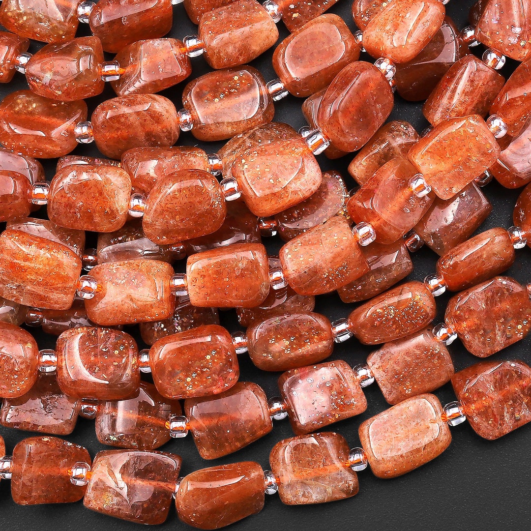 Fiery Natural Orange Sunstone Freeform Rectangle Beads 15.5" Strand - Etsy