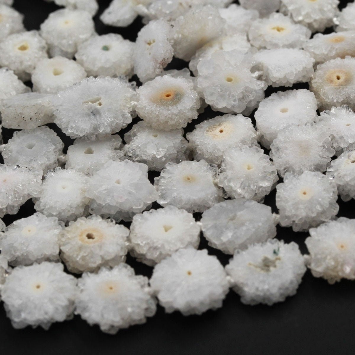 Full Strand Natural Solar Quartz Flower Slice Stalactite Flower Beads ...