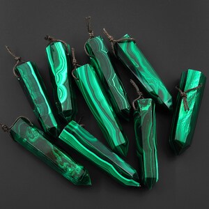 Natural Green Malachite Obelisk Point Pendant Side Drilled Tower ...