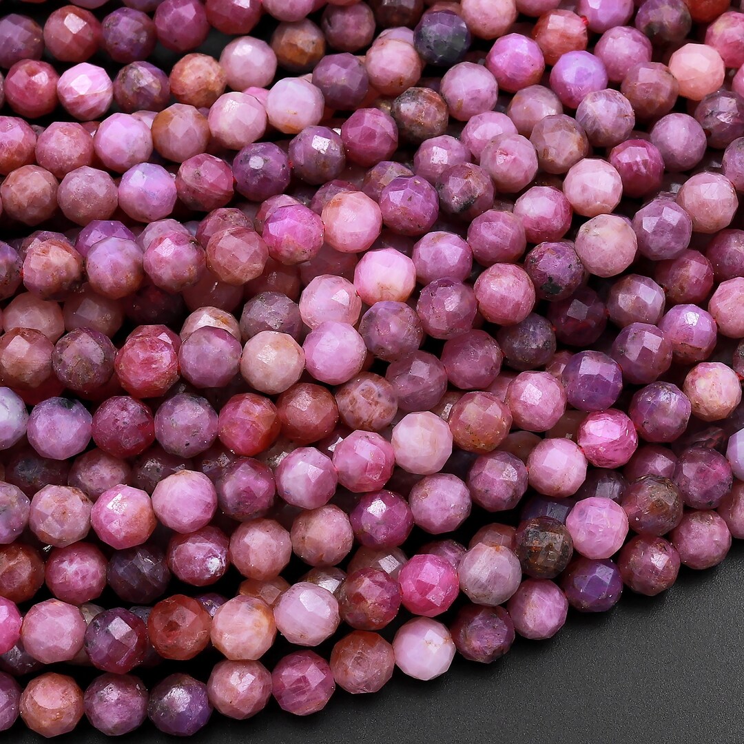 Real Genuine Natural Ruby Gemstone Faceted 5mm Round Beads Laser ...