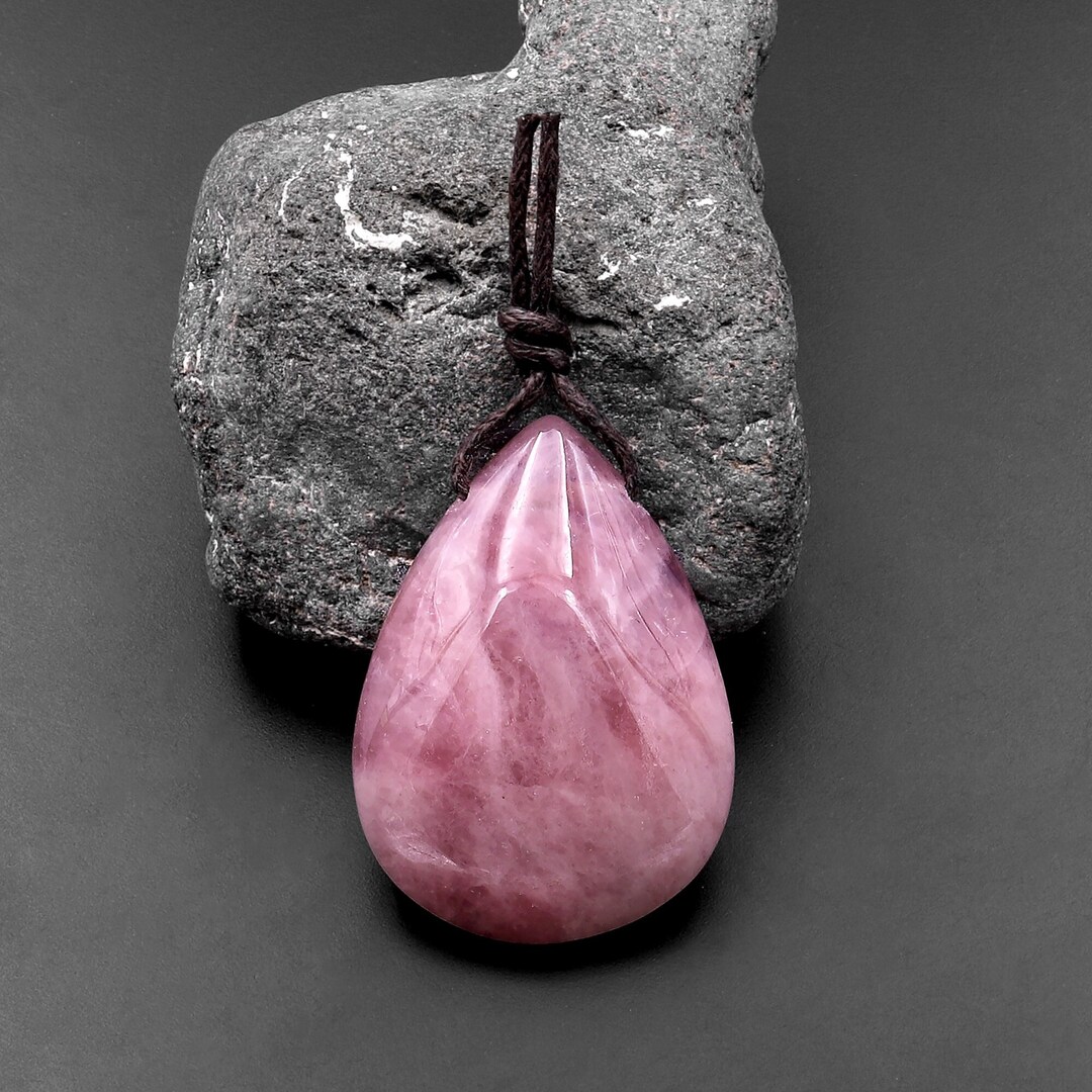 Natural Madagascar Mauve Pink Rose Quartz Teardrop Pendant Side Drilled ...
