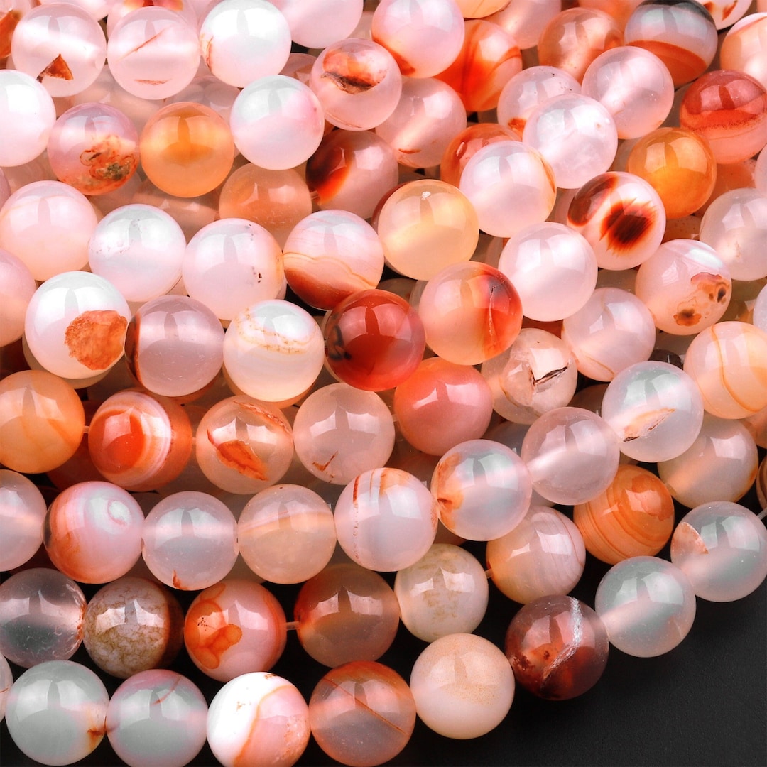 Natural Red Flower Agate Aka Red Montana Agate 4mm 6mm 8mm 10mm 12mm ...