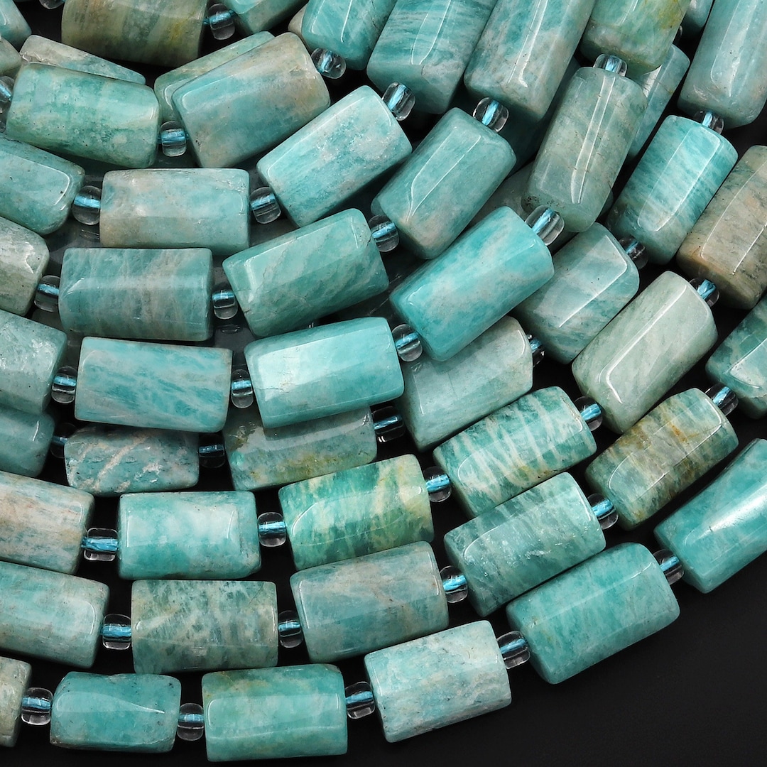 Natural Peruvian Amazonite Beads Smooth Tube Cylinder 15.5" Strand - Etsy