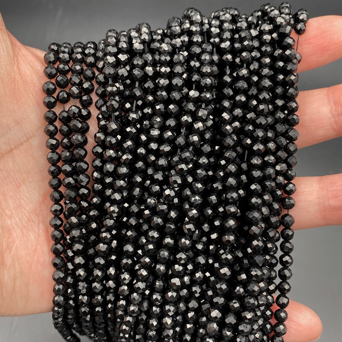 AAA Genuine Natural Black Tourmaline Faceted Round Beads 2mm - Etsy