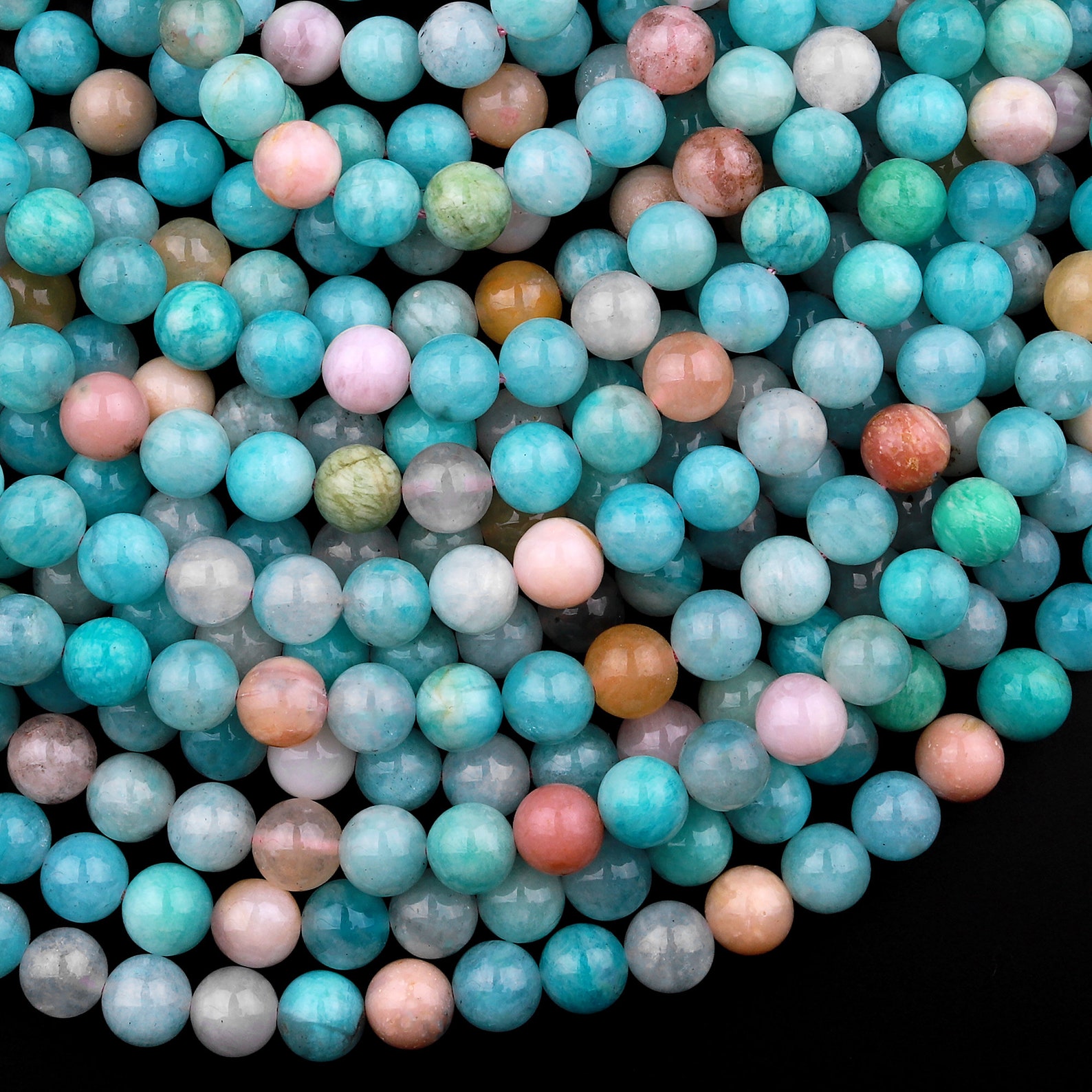 Mixed Gemstone Peruvian Amazonite Pink Morganite 6mm 8mm 10mm - Etsy