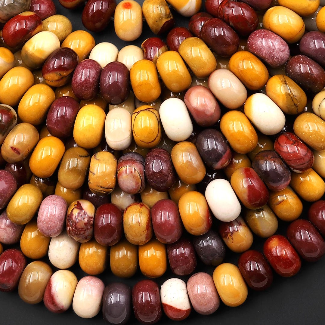 Natural Australian Mookaite 8mm Rondelle Beads Sunset Colors Red Yellow ...