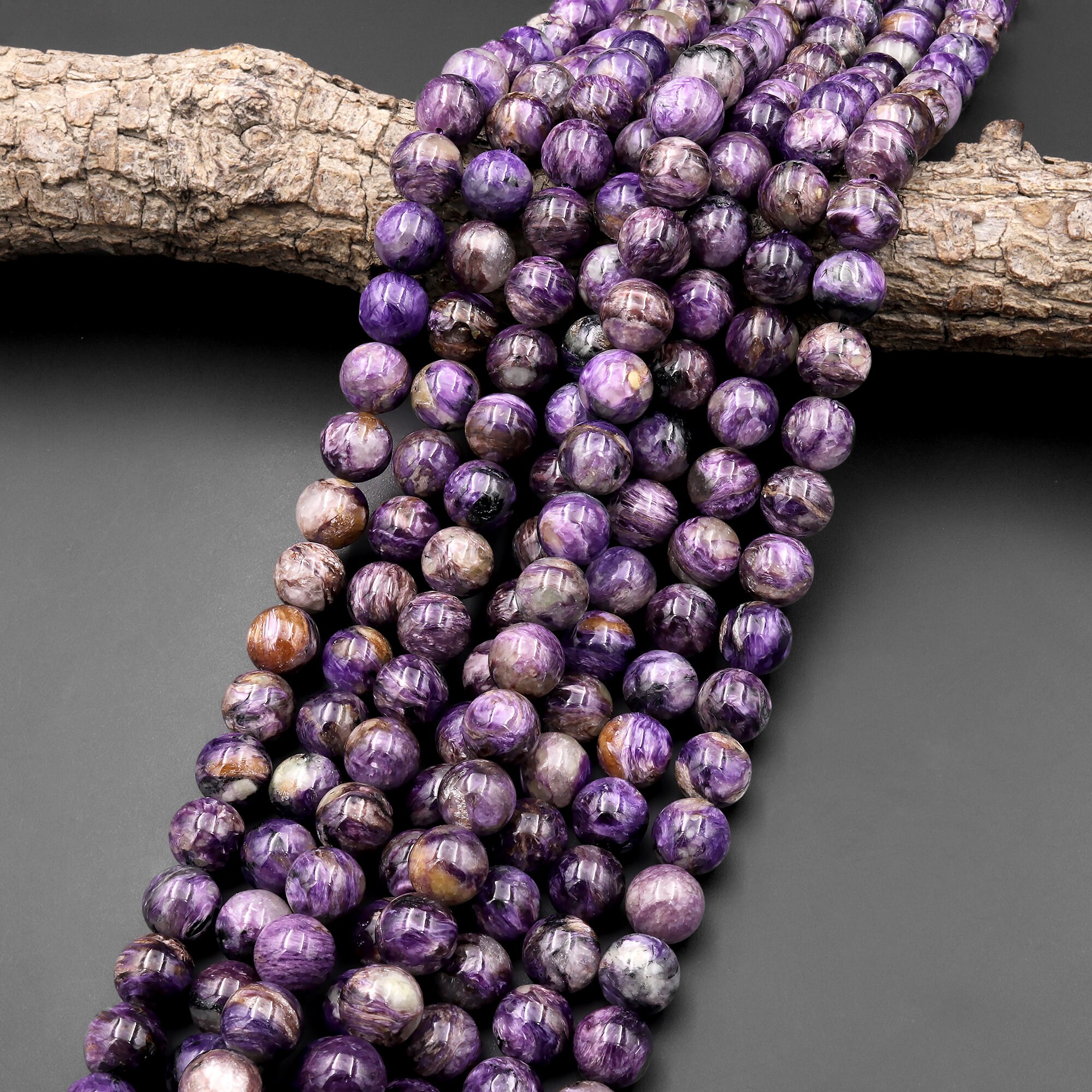 Natural Russian Charoite 12mm Round Beads Rich Purple Charoite High ...