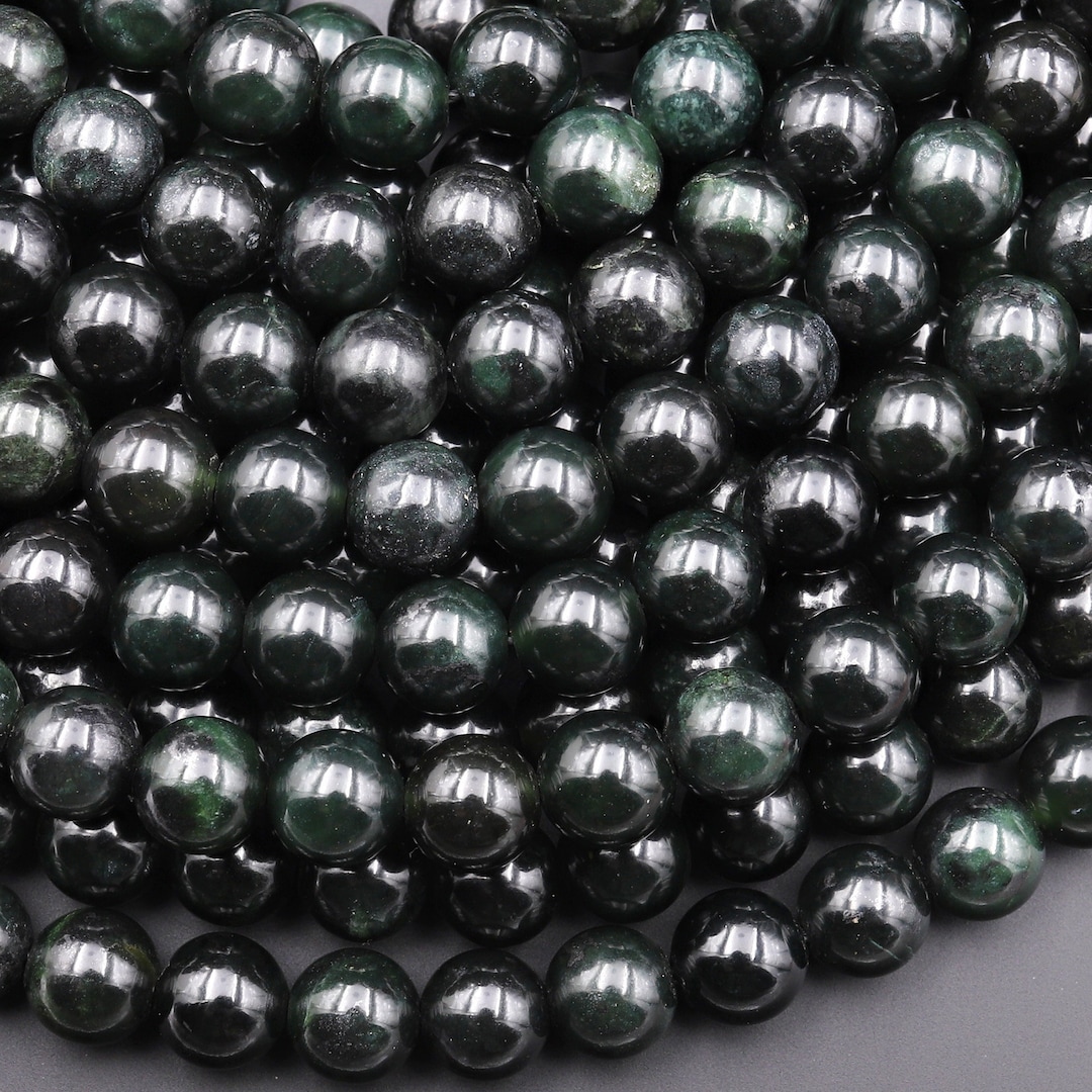 Natural Burmese Dark Green Jade Round Beads 6mm 8mm 10mm 15.5