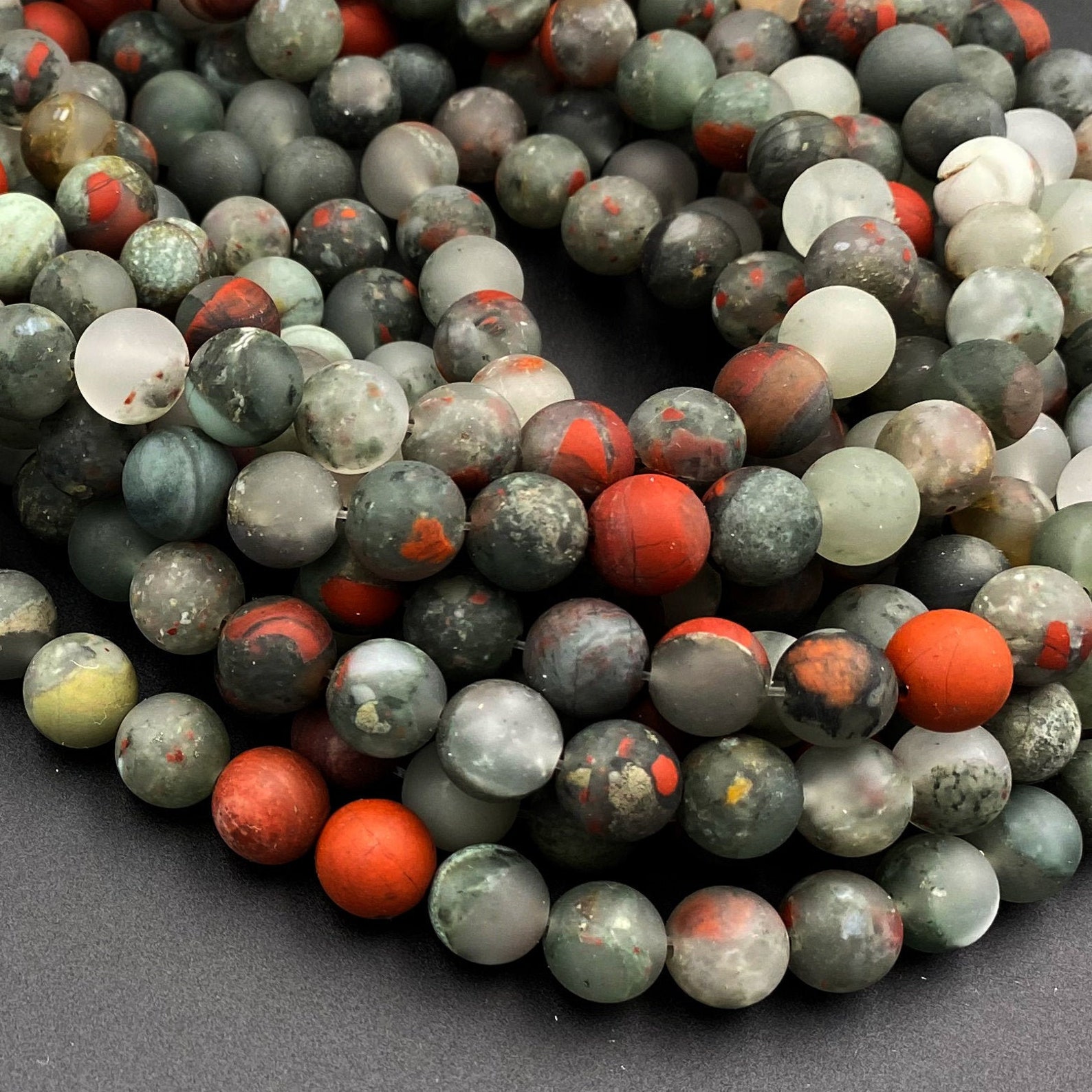 Matte Natural African Bloodstone 4mm 6mm 8mm 10mm Round Beads 15.5 ...