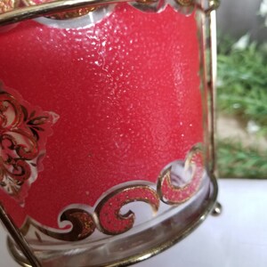 Starlyte Ice Bucket and Caddy Set in Red W/ Gold Medallions Scrolls ...