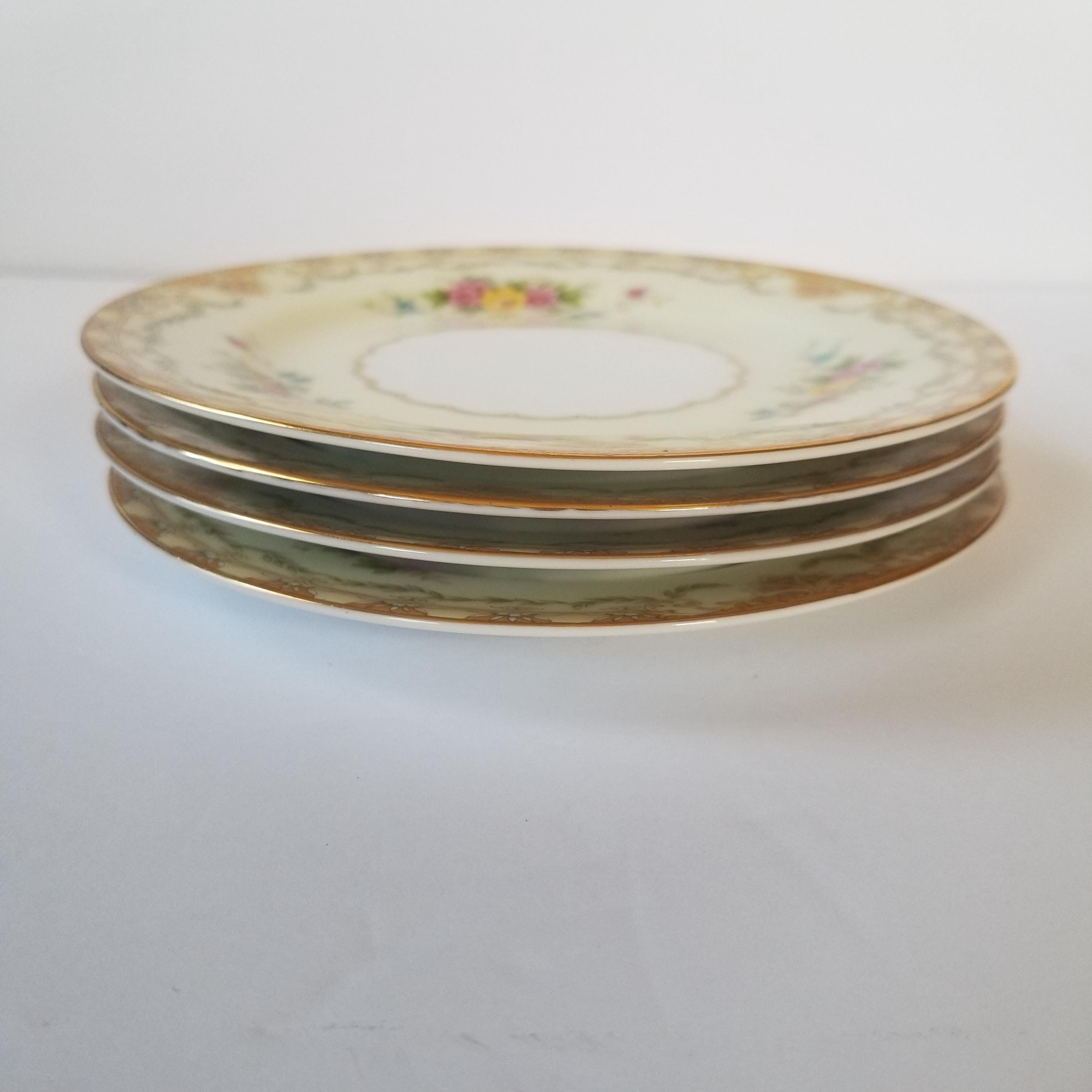Noritake Morimura Set of 4 B&B / Cake Plates - Vintage China - Floral ...