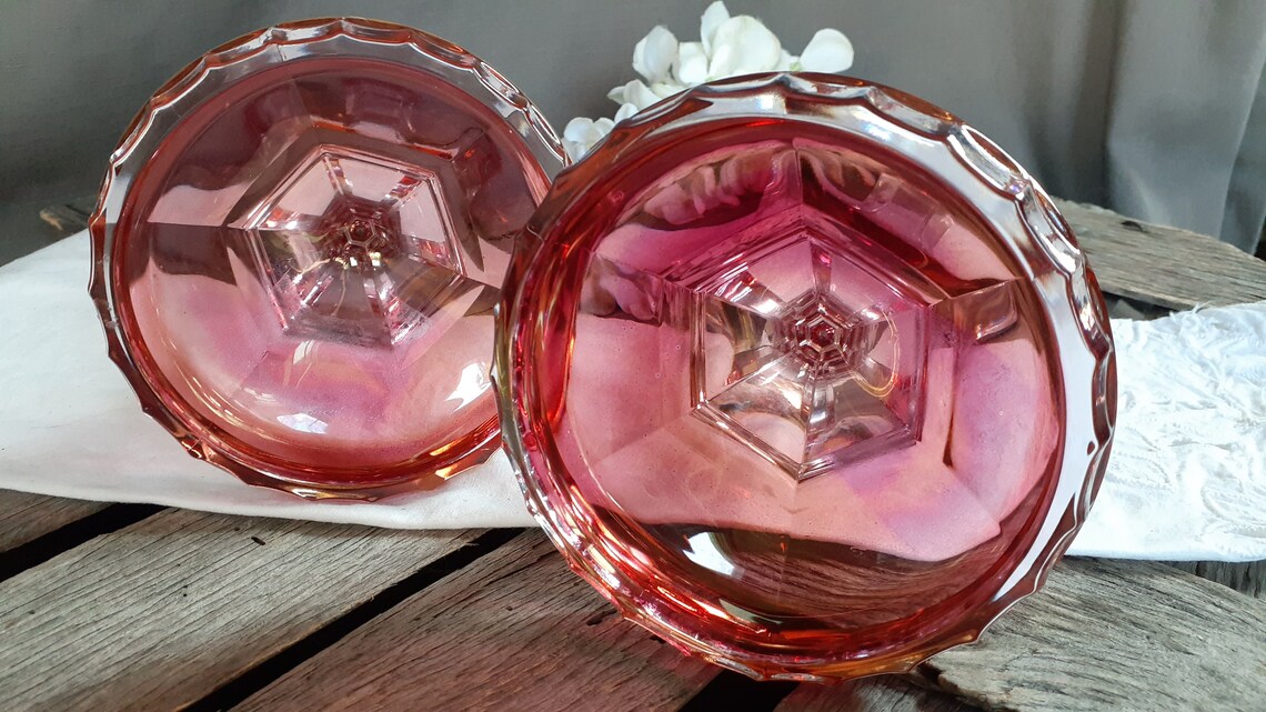 Pair of Elegant Italian Lead Crystal Cranberry Flashed | Etsy