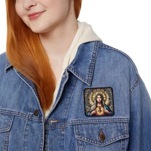 Religious Iron-on Patch - Mary the Virgin Mother Stained Glass Look ...
