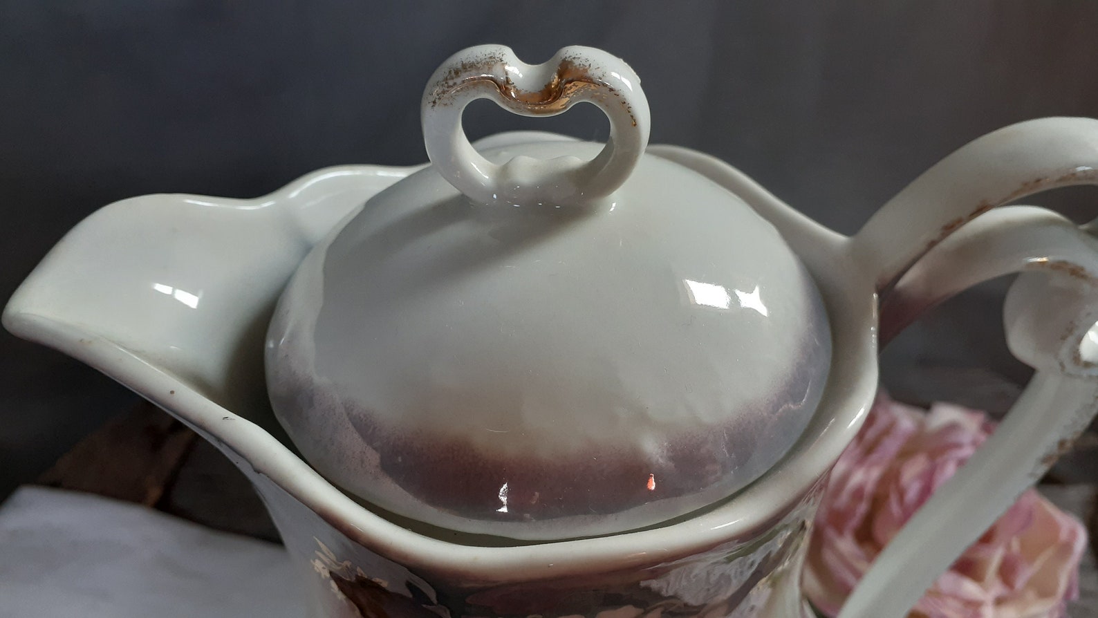 Vintage German Lusterware Coffee Pot / Teapot Pink Yellow | Etsy