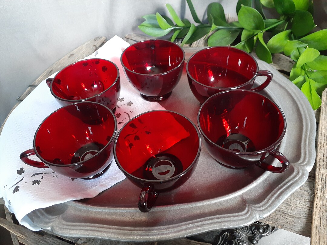 Royal Ruby Punch Cups / Snack Cups by AH Set of 6 1938-67 Vintage Red ...